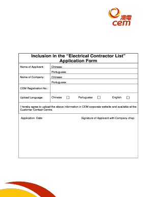 Fillable Online Application Form e - CEM Fax Email Print - pdfFiller