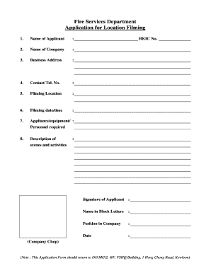 Fillable Online Fire Services Department Application for Location ...