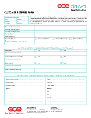 Fillable Online Customer returns Form - GCE Group Fax Email Print - pdfFiller