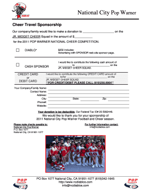 Fillable Online National City Pop Warner Fax Email Print - pdfFiller