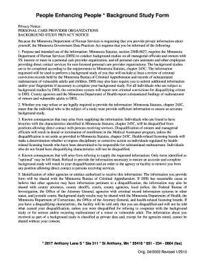 Fillable Online People Enhancing People Background Study Form Fax Email ...