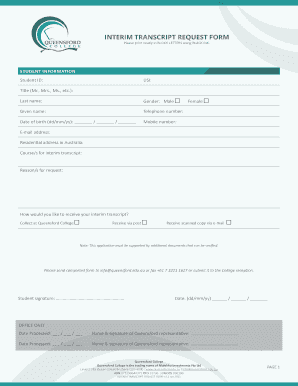 Fillable Online queensford edu INTERIM TRANSCRIPT REQUEST FORM ...