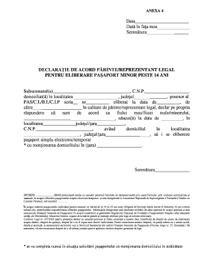 Fillable Online prefecturabraila Declaratie de parinte/reprezentant legal ... - Prefectura ...