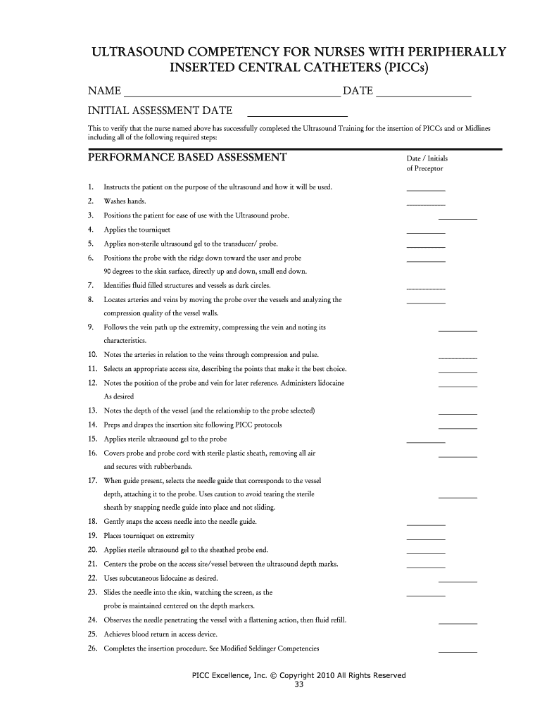 Fillable Online ULTRASOUND COMPETENCY FOR NURSES WITH PERIPHERALLY Fax ...