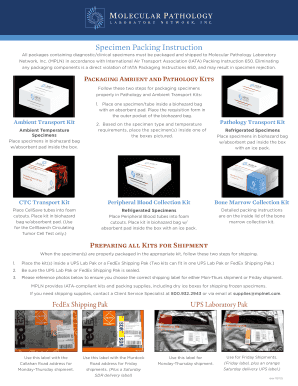 Fillable Online Specimen Packing Instruction Fax Email Print - pdfFiller