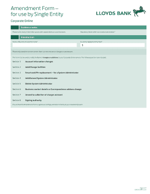 Fillable Online corporateonline co Amendment Form for use by Single ...