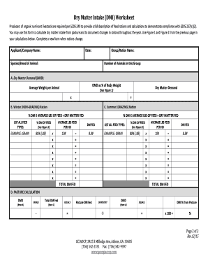 Fillable Online Dry Matter Intake (DMI) Worksheet Georgia Crop ...