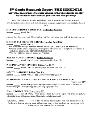 Fillable Online kingsschool 5th Grade Research Paper - The Kings School ...