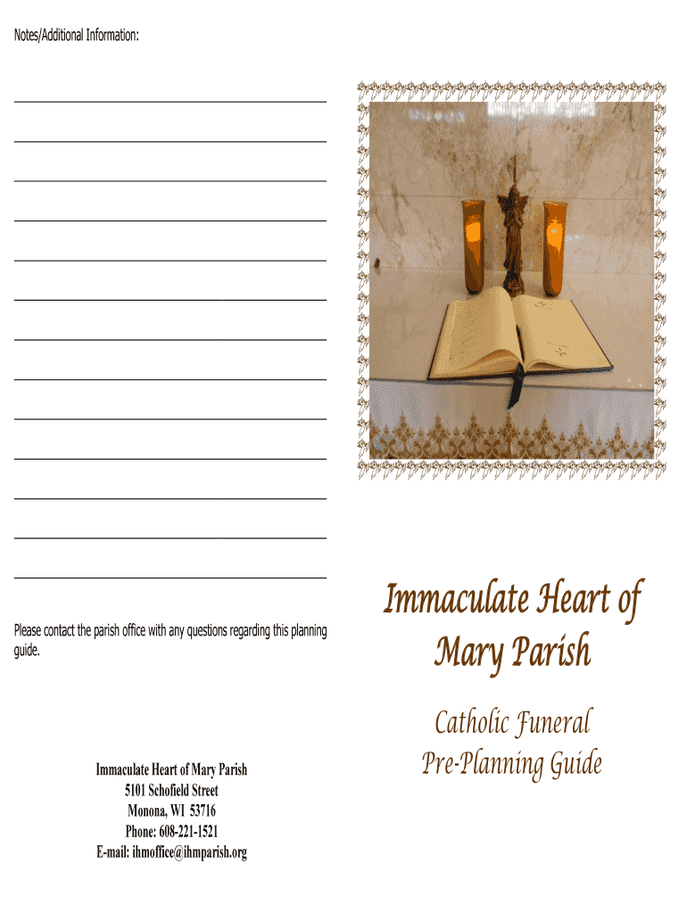 Fillable Online ihmcatholicparish Catholic Funeral Pre-Planning Guide ...