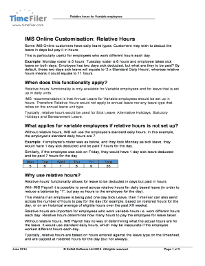 Fillable Online Relative hours for Variable employees Fax Email Print ...