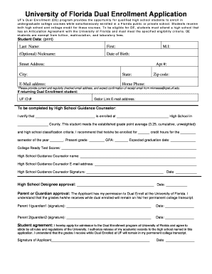 Fillable Online University of Florida Dual Enrollment Application Fax ...