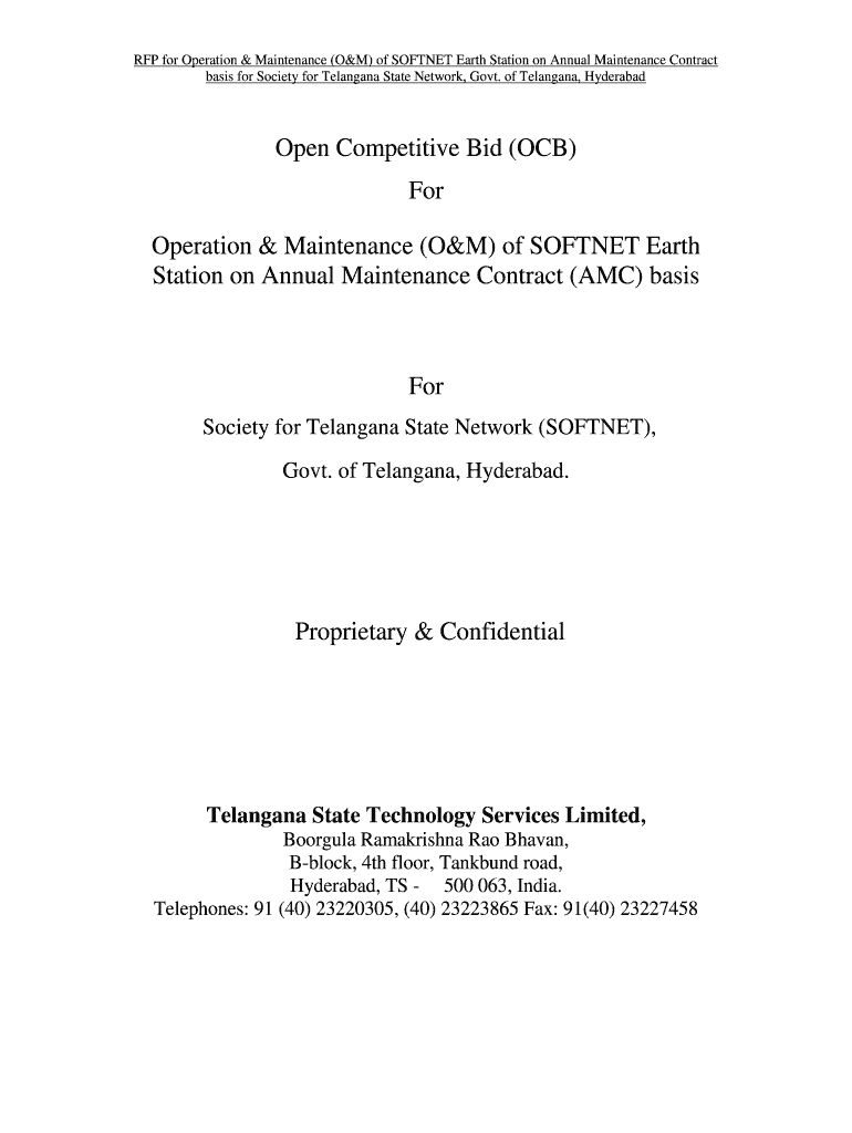 Fillable Online Open Competitive Bid OCB For Operation Maintenance O Fax Email Print - pdfFiller