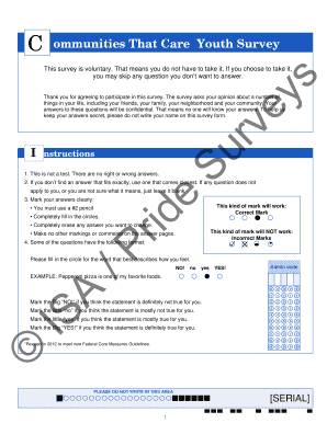 Fillable Online C ommunities That Care Youth Survey Surveys Fax Email ...