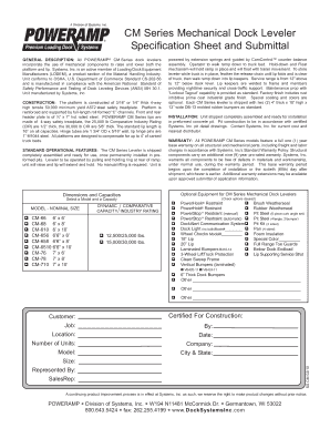 Fillable Online CM Series Mechanical Dock Leveler Specification Sheet ...