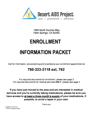 Fillable Online desertaidsproject ENROLLMENT INFORMATION PACKET ...