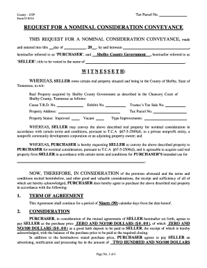Fillable Online REQUEST FOR A NOMINAL CONSIDERATION CONVEYANCE Fax ...