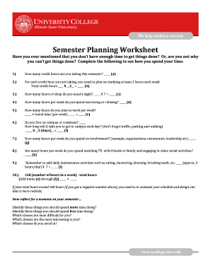 Fillable Online Semester Planning Worksheet Fax Email Print - pdfFiller