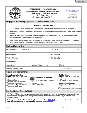 Fillable Online Fingerprint Processing Application - Criminal Justice ...