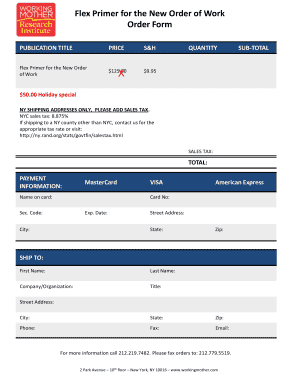 Fillable Online Flex Primer for the New Order of Work Order Form Fax ...