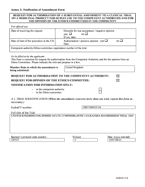 Fillable Online ctsu ox ac Annex 2 Notification of Amendment Form ...