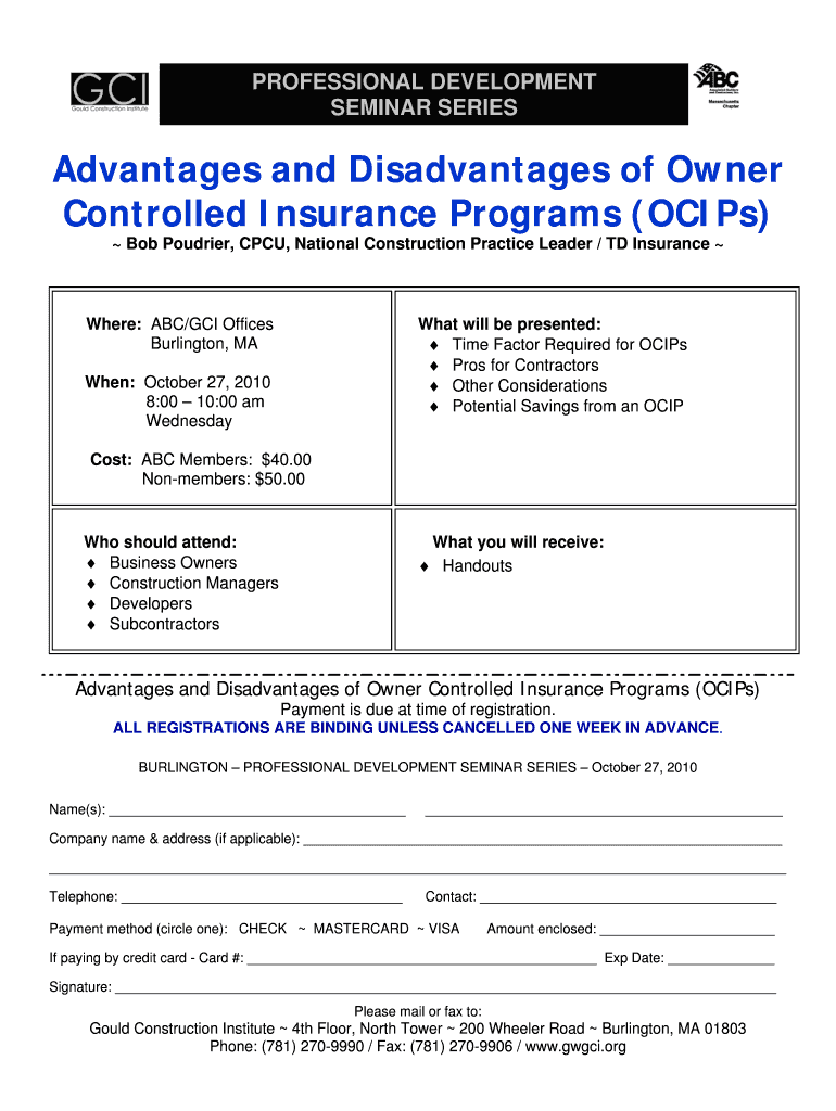 Fillable Online Advantages and Disadvantages of Owner Controlled ...