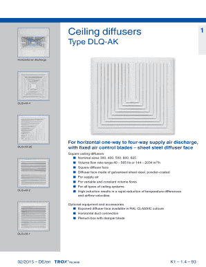 Fillable Online trox Ceiling diffusers Type DLQ-AK. TROX Cataloque Air Terminal Devices - trox ...