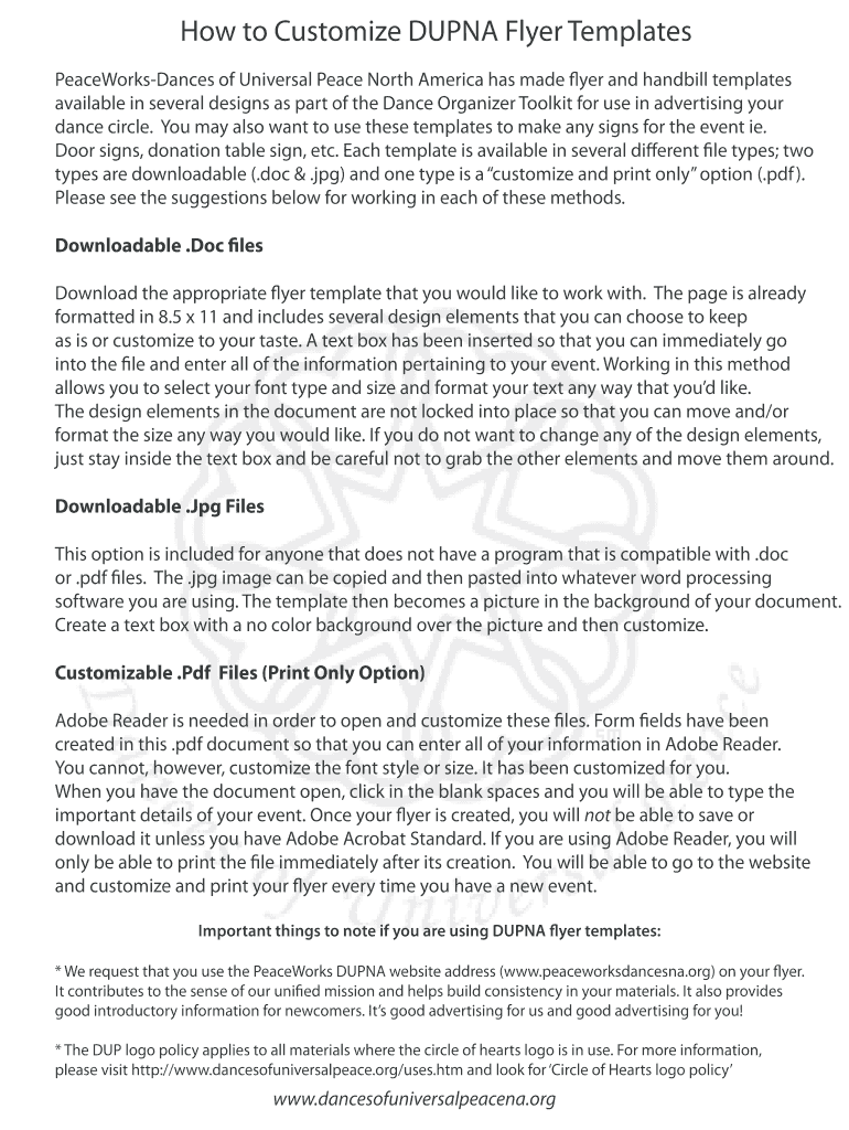 Fillable Online How to Customize DUPNA Flyer Templates Fax Email Print ...