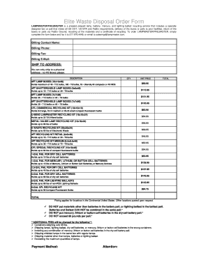 Fillable Online Elite Waste Disposal Order Form Fax Email Print - pdfFiller