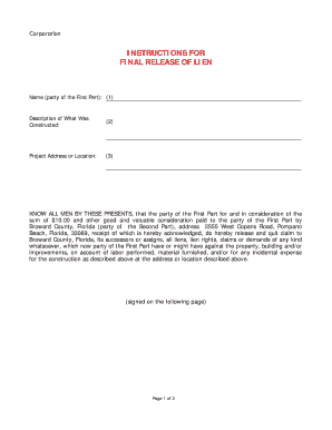 Fillable Online FINAL RELEASE OF LIEN Fax Email Print - pdfFiller