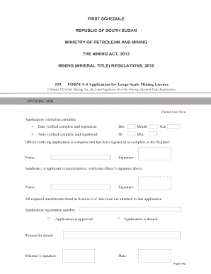 Fillable Online mpmisouthsudan 109. FORM A-4 Application for Large ...