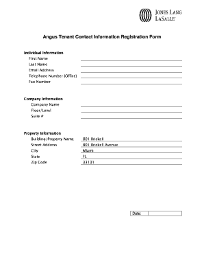 Fillable Online Angus Tenant registration form - 801 Brickell Tenant ...