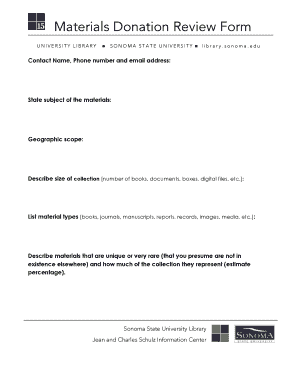 Fillable Online Materials Donation Review Form Fax Email Print - pdfFiller