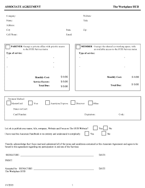 Fillable Online ASSOCIATE AGREEMENT The Workplace HUB Fax Email Print ...