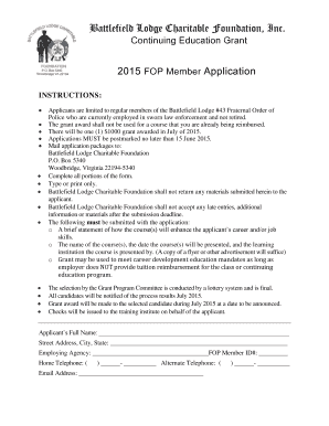 Fillable Online fopbattlefield43 2008 FOP Member Application ...