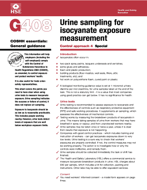 Fillable Online COSHH Essentials Urine sampling for isocyanate exposure ...