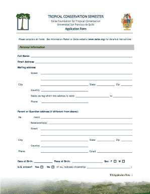 Fillable Online ceiba Universidad San Francisco de Quito Application ...