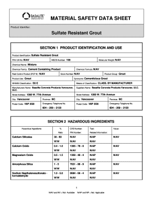 Fillable Online MATERIAL SAFETY DATA SHEET Product Identifier: Sulfate ...