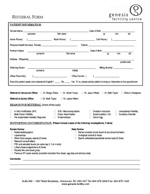 Pt Referral Form - Fill Online, Printable, Fillable, Blank | pdfFiller