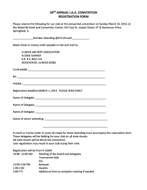 Fillable Online TH ANNUAL IAA CONVENTION REGISTRATION FORM Fax Email ...
