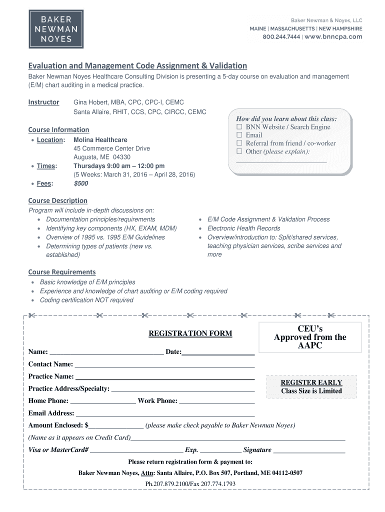 Fillable Online Evaluation and Management Code Assignment amp Validation Fax Email Print - pdfFiller