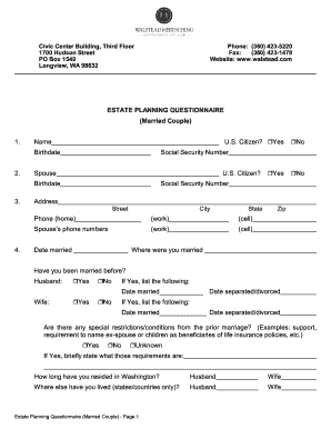 Fillable Online Married couple questionnaire - Walstead Mertsching Fax ...
