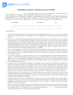 Fillable Online INFORMED CONSENT FOR MOLECULAR TESTING - Genetics ...