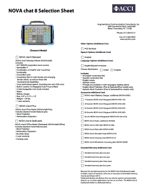 Fillable Online NOVA chat 8 Selection Sheet Fax Email Print - pdfFiller