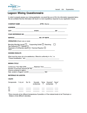 Fillable Online Issued Supersedes Lagoon Mixing Questionnaire Fax Email ...
