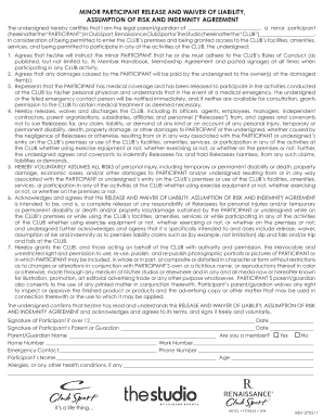 Fillable Online Minor ParticiPant release and Waiver of liability Fax Email Print - pdfFiller