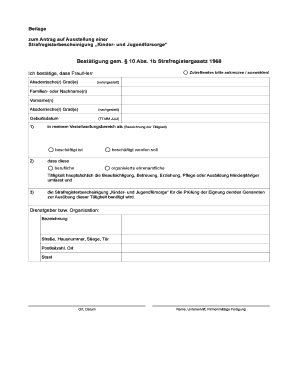 Ausfüllbar Online netteam Beilage Strafregisterbescheinigung F rsorge ...