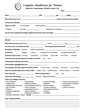Fillable Online New Patient GYN Form - Complete Healthcare for Women ...