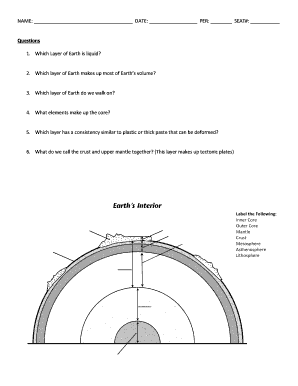 Fillable Online newburyparkhighschool 1 Which Layer of Earth is liquid 2 Which layer of Earth ...