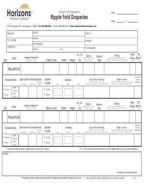 Fillable Online 6. Ripplefold Drapery Order From - Horizons Window ...
