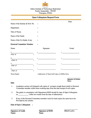 Fillable Online academics iith ac Open Colloquium Request Form - Indian ...